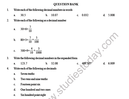 cbse-class-6-maths-decimals-question-bank